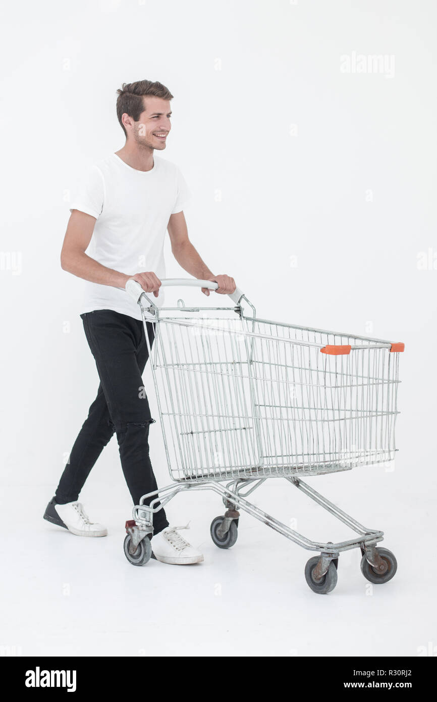 Man pushing shopping cart hi-res stock photography and images - Alamy