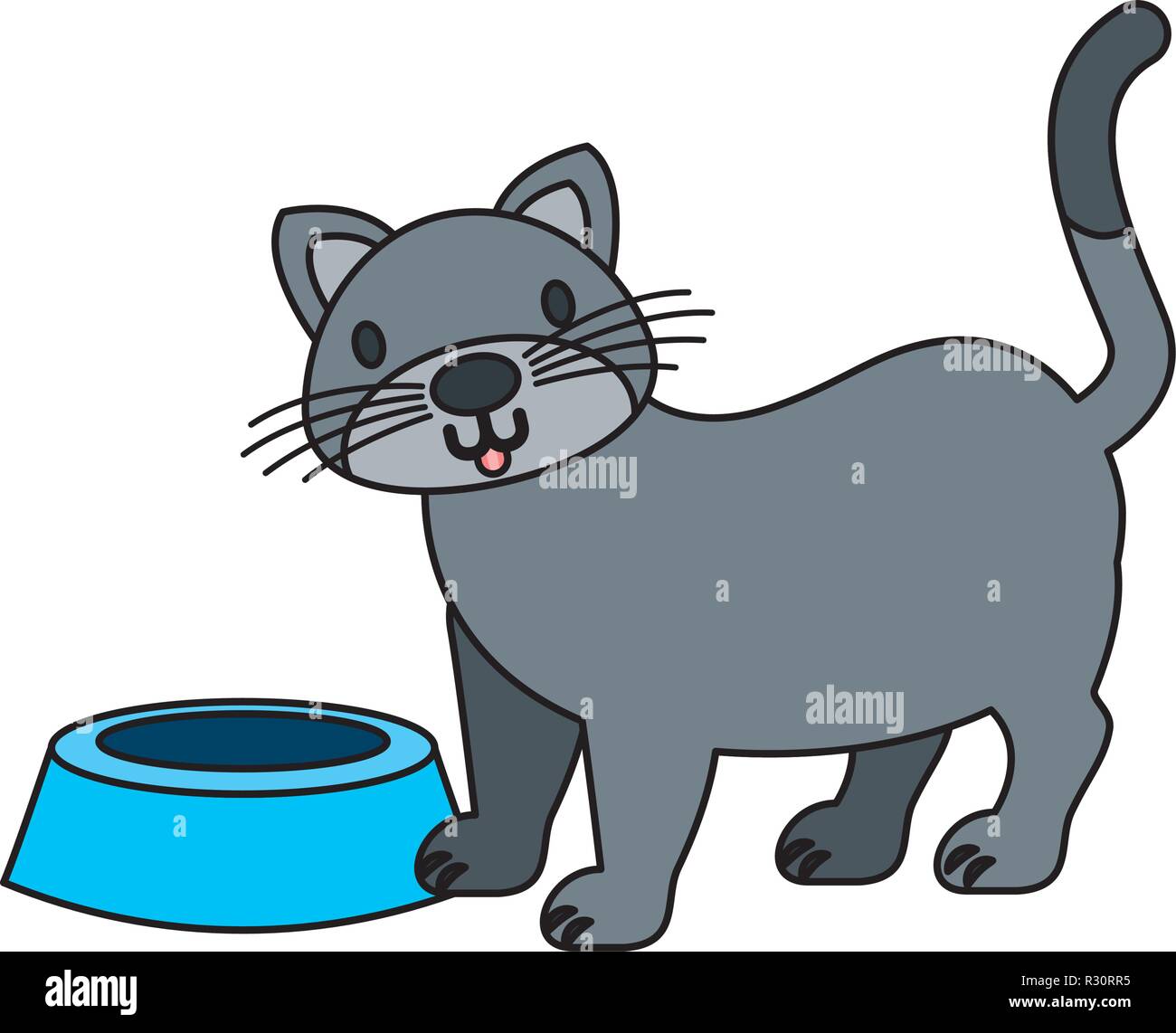 Hungry cat empty bowl Stock Vector Images - Alamy