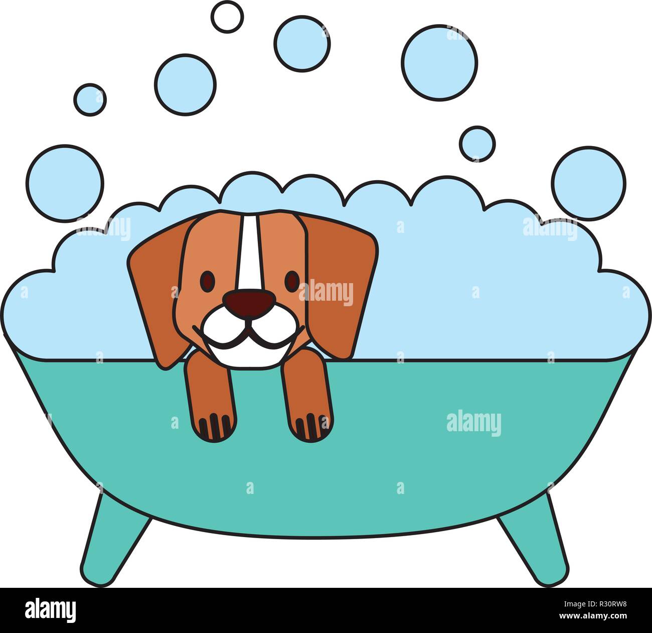 dog in bath grooming pet vector illustration Stock Vector Image & Art ...