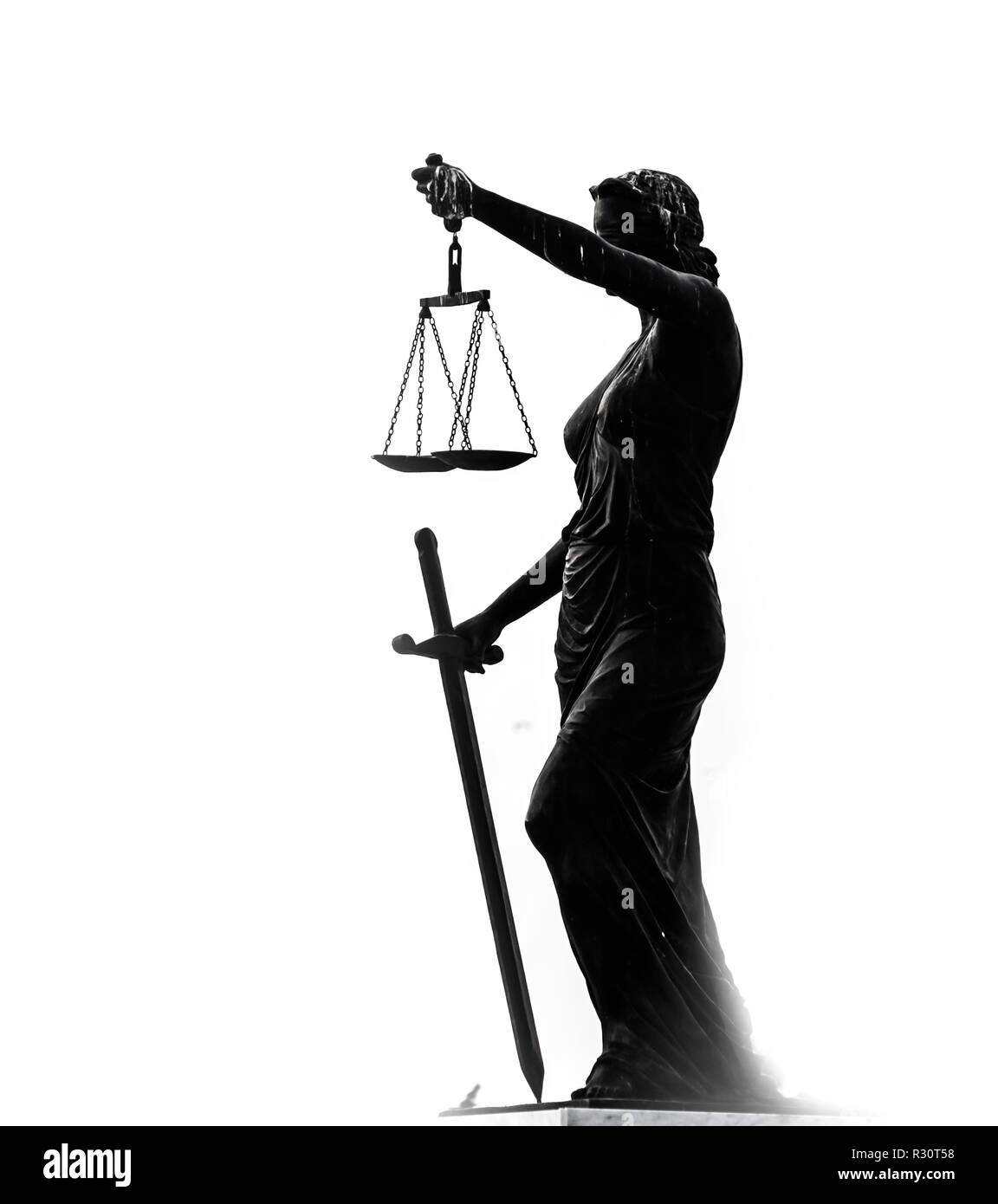 Statue of the justice isolated on white background Stock Photo - Alamy