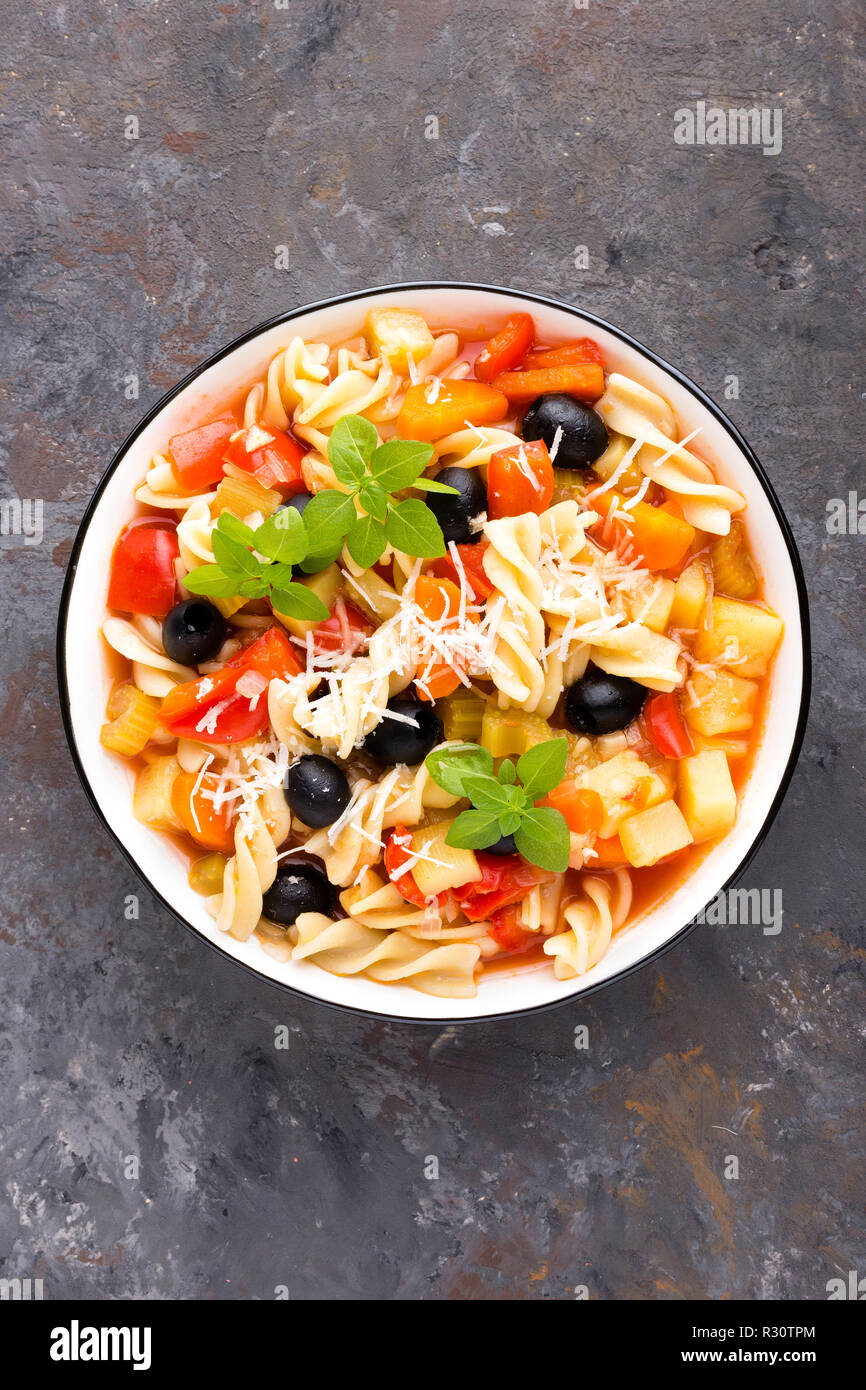 Minestrone vegetarian soup pasta hi-res stock photography and images ...