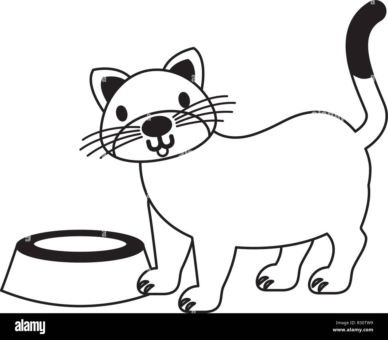 Cat full bowl pet Stock Vector Images - Alamy