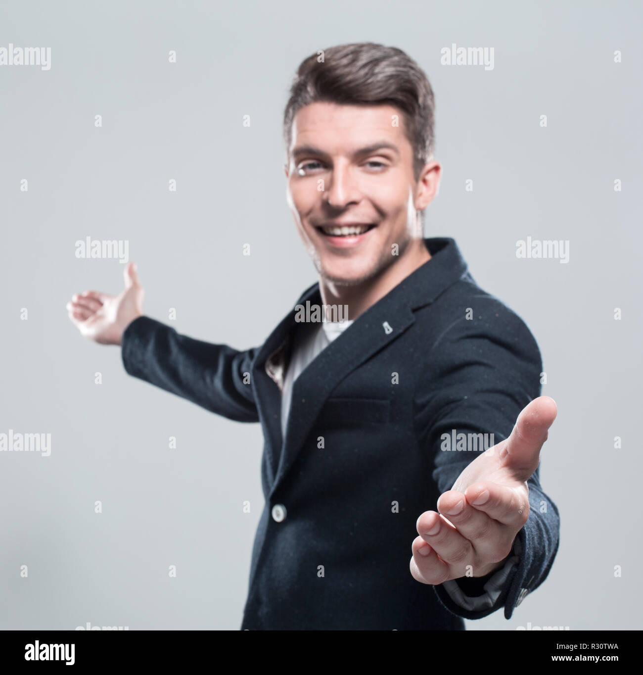 Welcoming gesture hi-res stock photography and images - Alamy