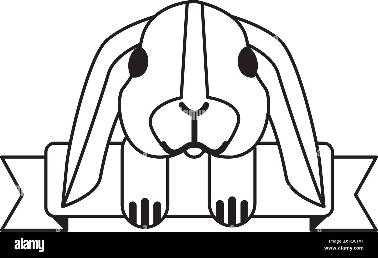 rabbit pet shop ribbon emblem vector illustration Stock Vector Image ...