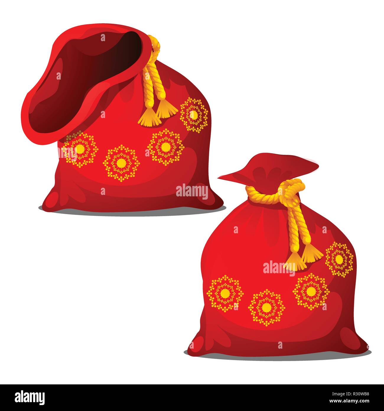 A red pouch of Santa Claus isolated on white background. Vector cartoon ...