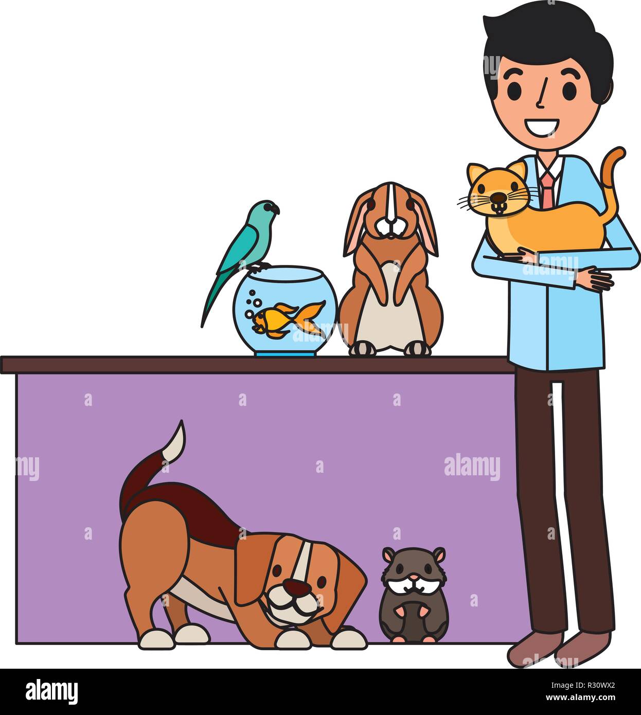veterinary doctor with aminals clinic petcare vector illustration Stock ...
