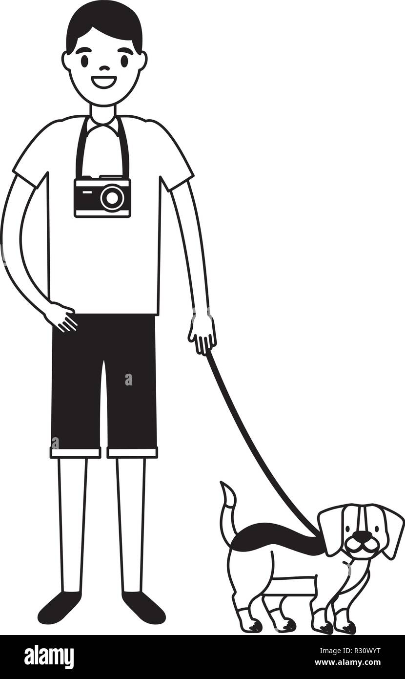 man with camera and dog mascot vector illustration vector illustration ...