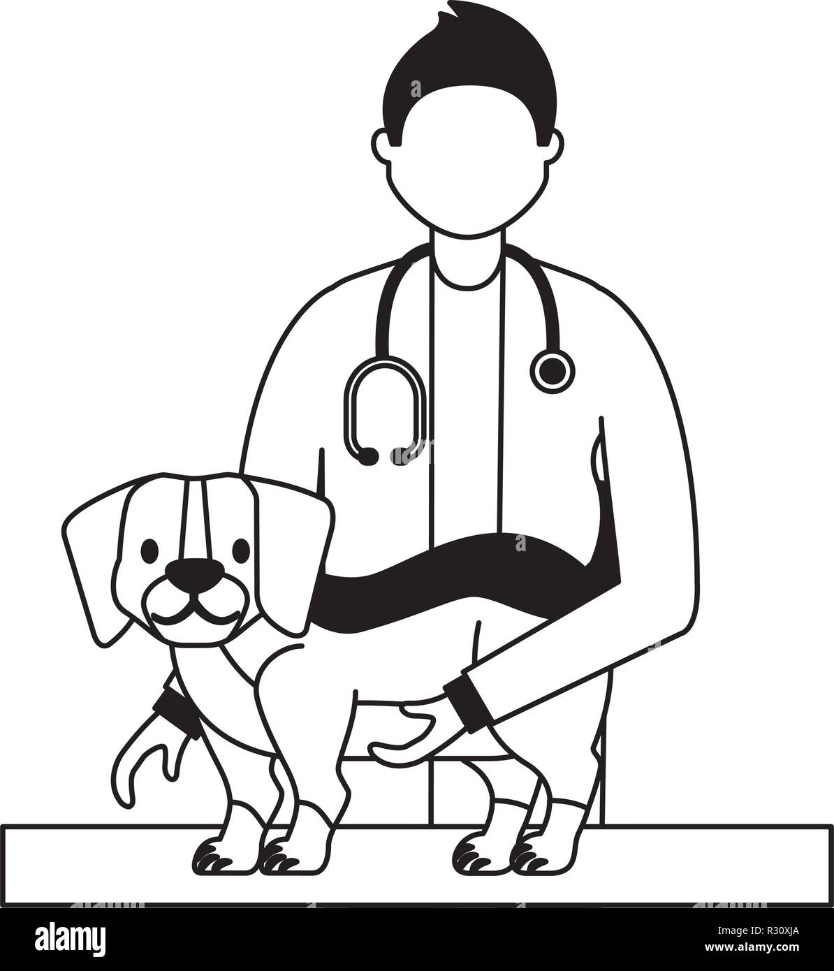 doctor beagle dog veterinary clinic petcare vector illustration Stock ...