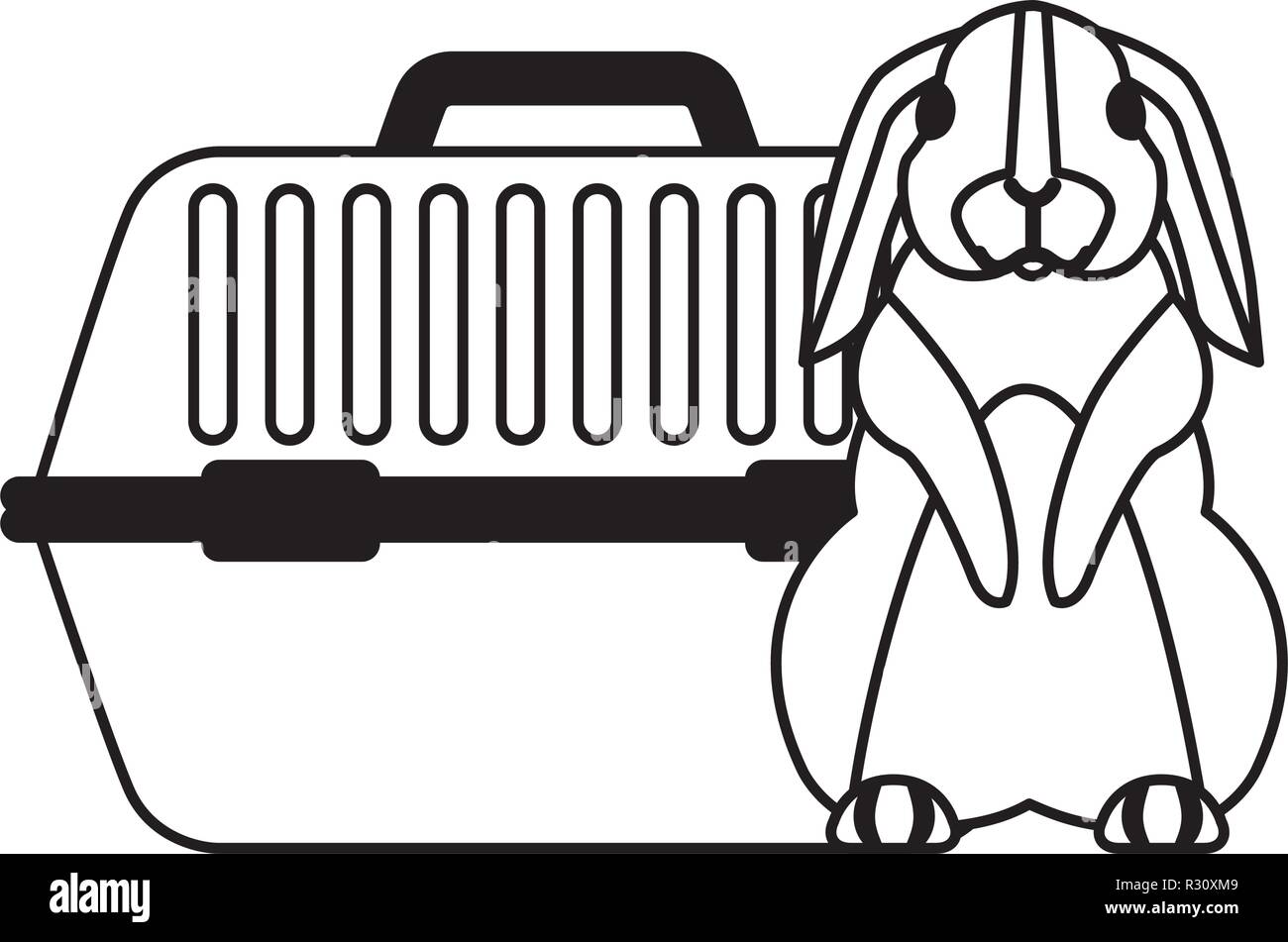 cute rabbit and pet cage vector illustration Stock Vector Image & Art ...