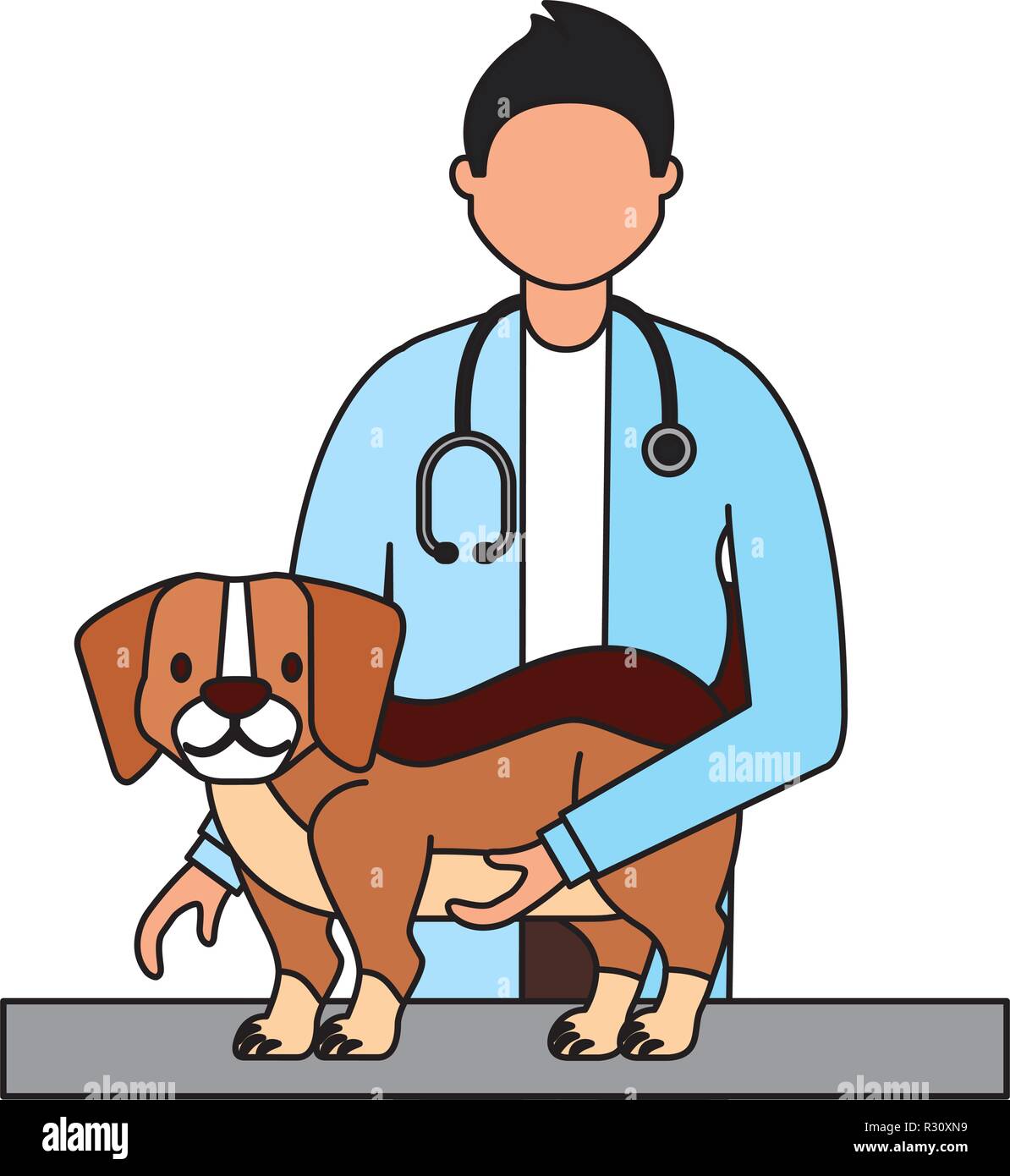 doctor beagle dog veterinary clinic petcare vector illustration Stock ...