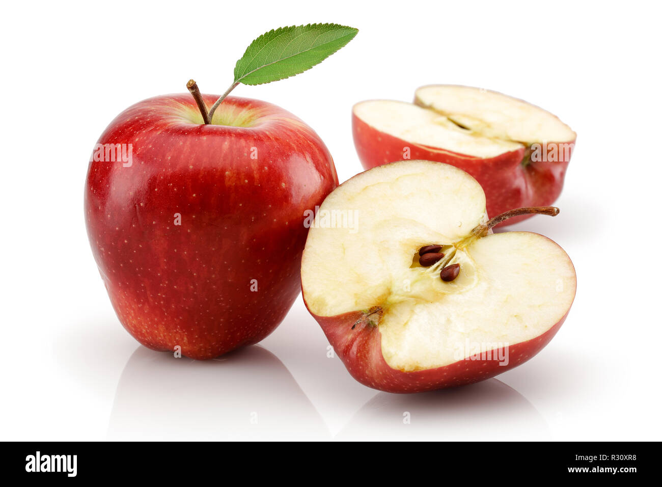 Red apple with leaf isolated on white background Stock Photo - Alamy