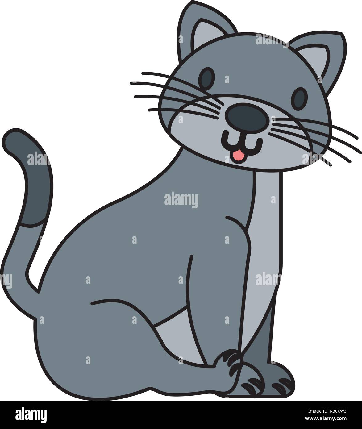 gray cat on white background vector illustration Stock Vector Image ...
