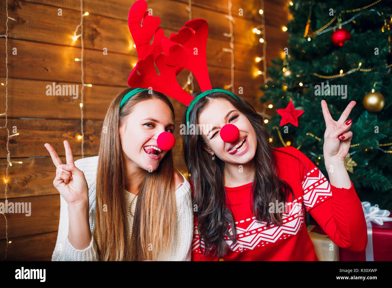 Female christmas tree party hi-res stock photography and images - Alamy