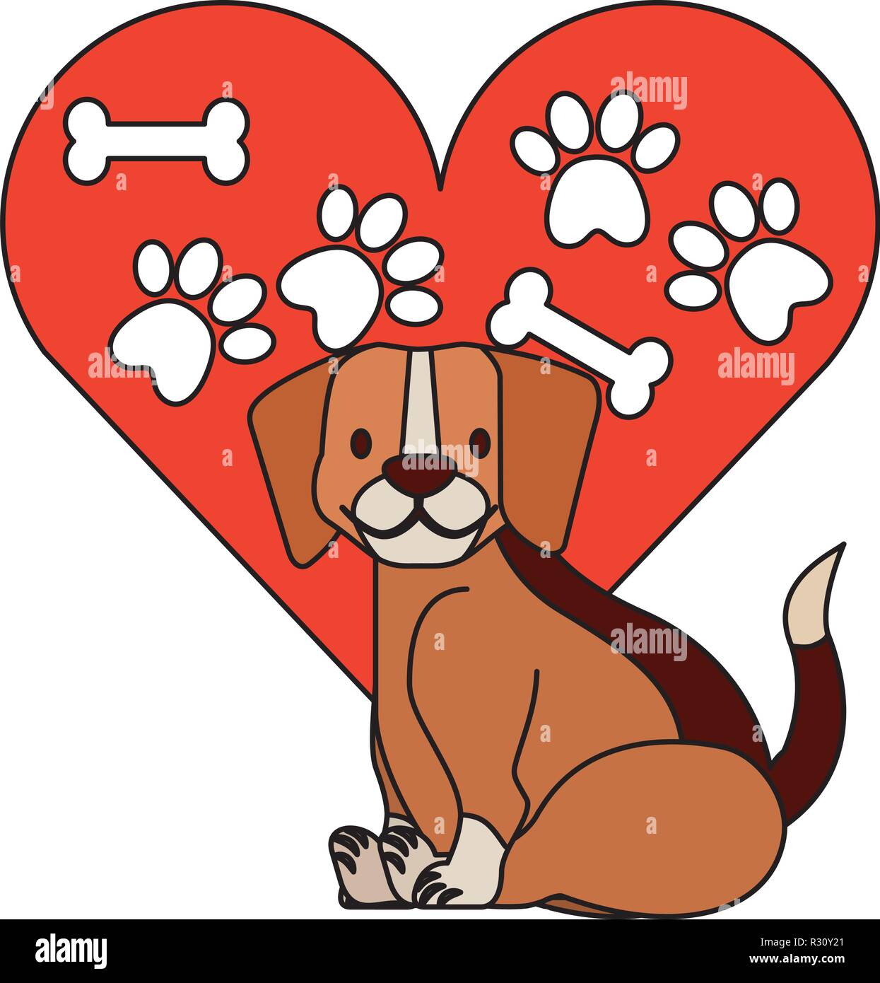 beagle dog heart paws ad bone pet vector illustration Stock Vector ...