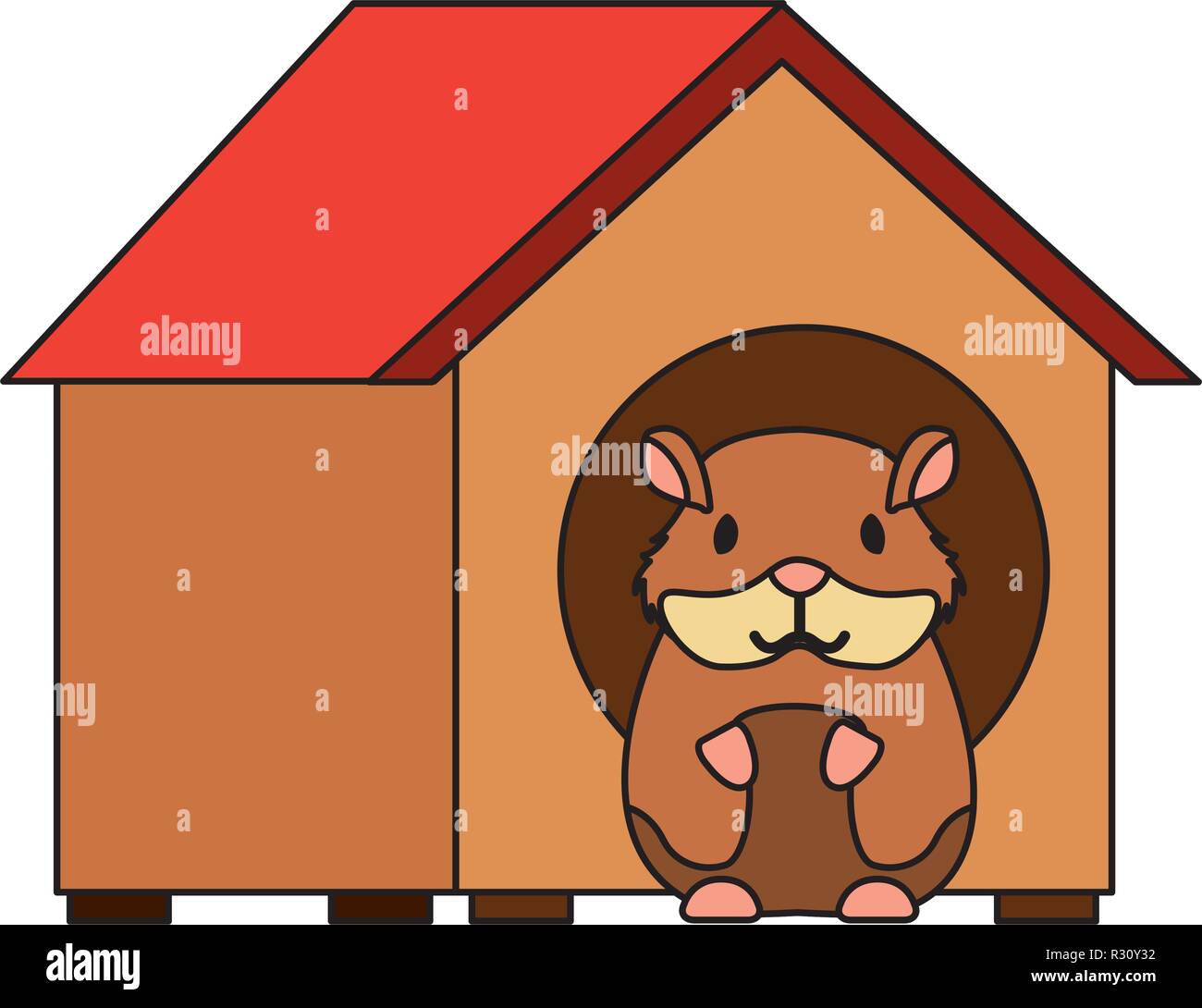hamster pet in wooden house vector illustration Stock Vector Image ...