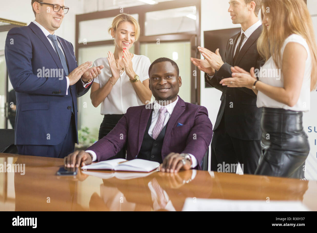 Group of young business people are working together with laptop, tablet ...