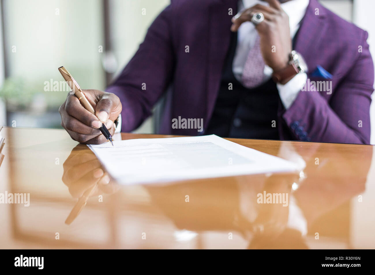 African american man signing contract, black man hand putting signature ...
