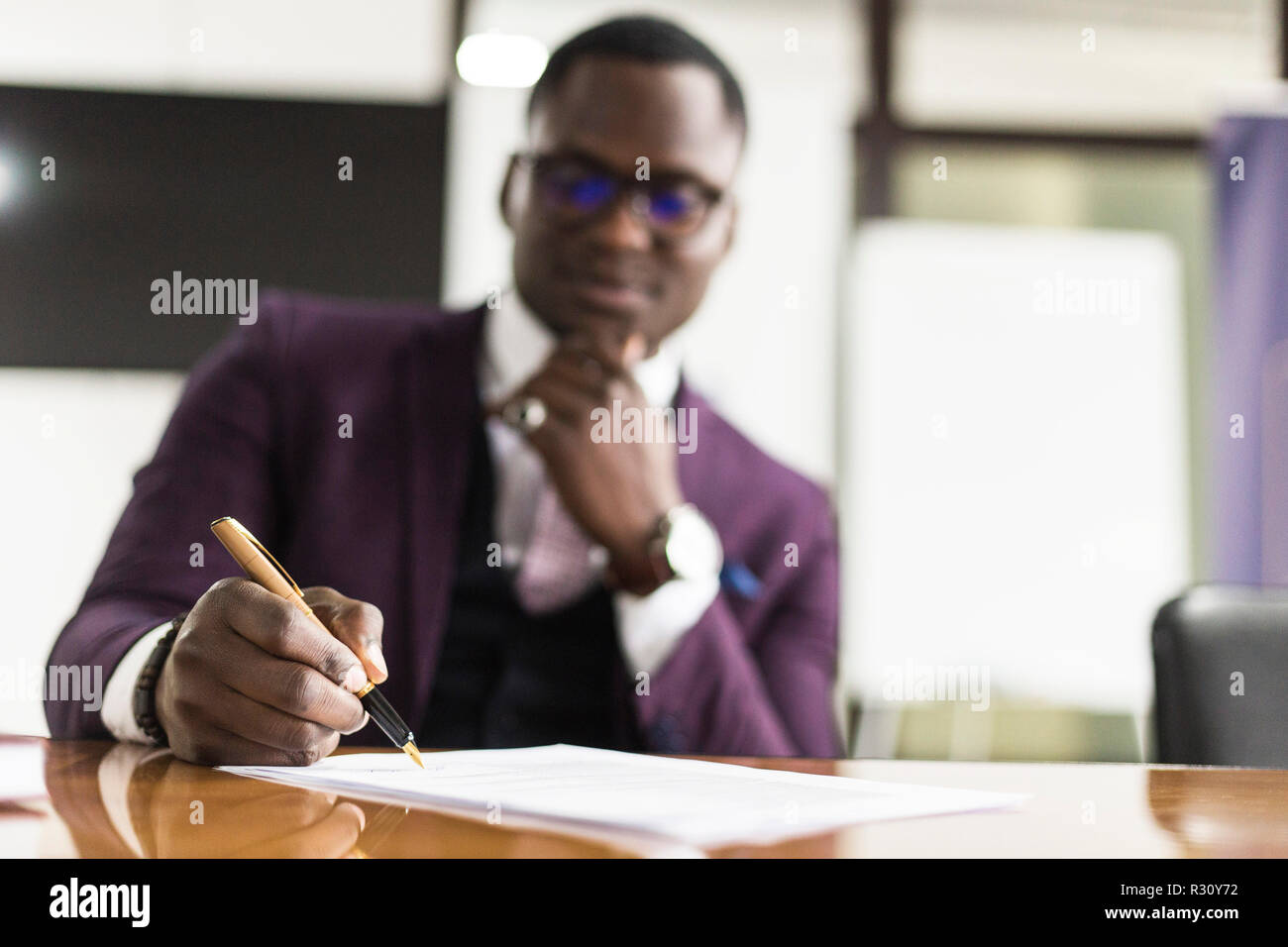 African american man signing contract, black man hand putting signature ...