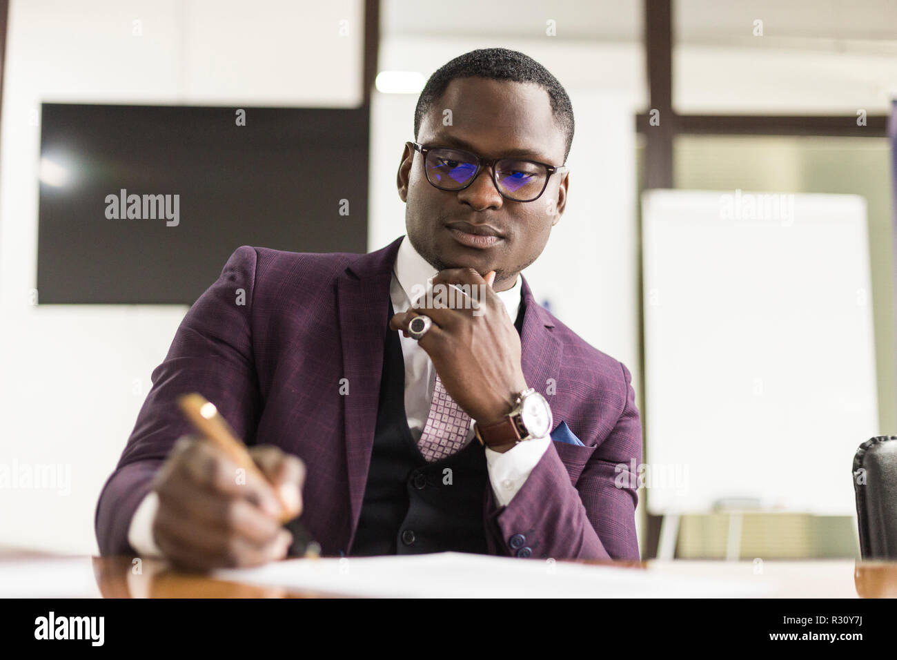 African american man signing contract, black man hand putting signature ...