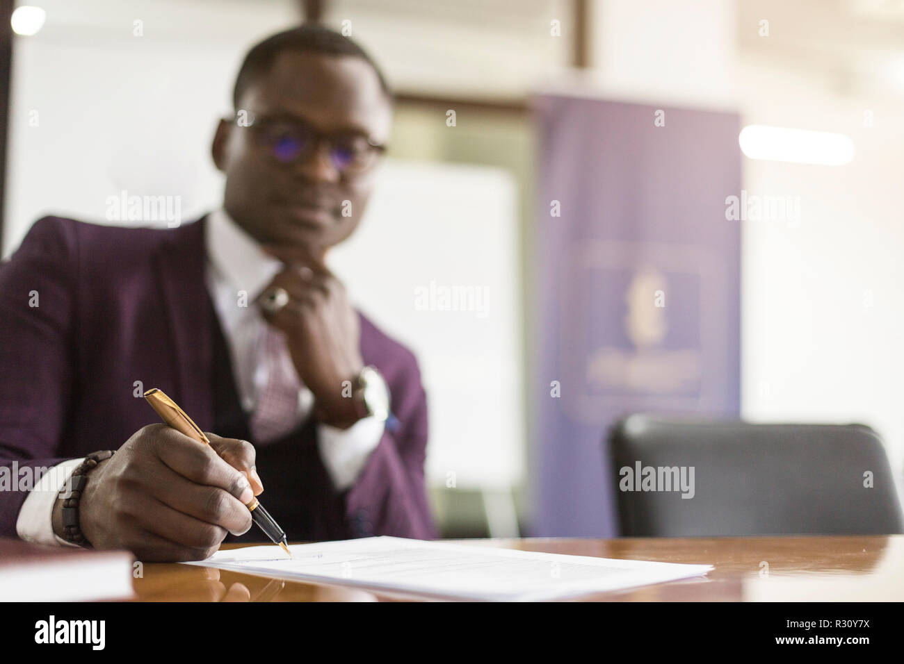 African american man signing contract, black man hand putting signature ...