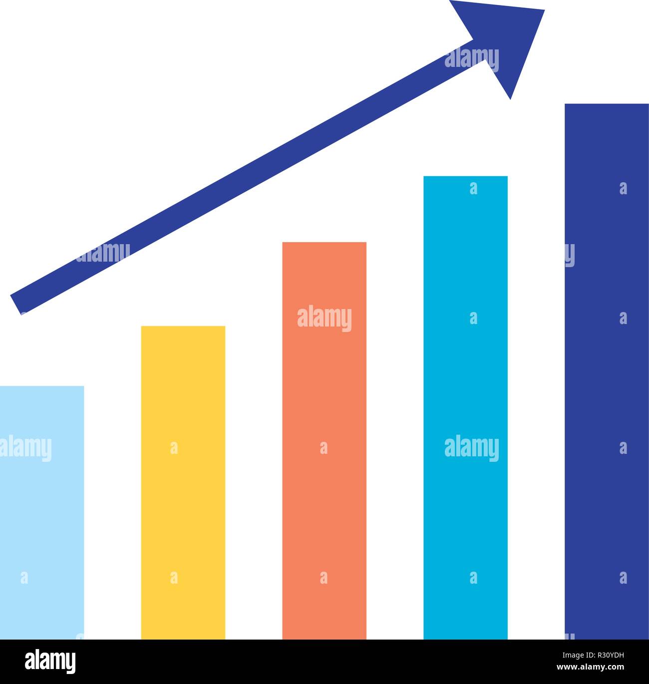 bar chart statistics arrow on white background vector illustration ...