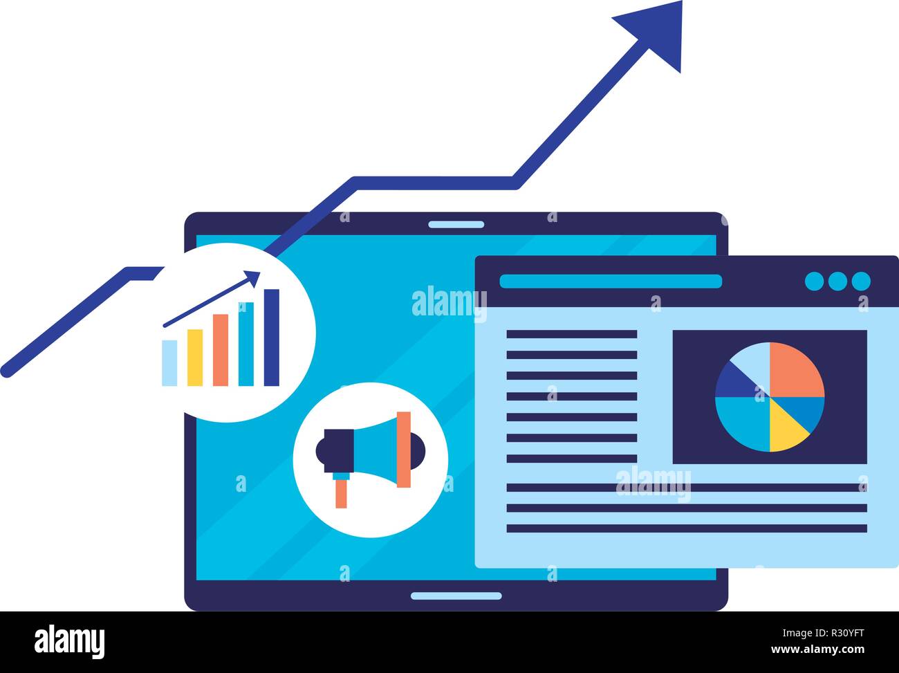 mobile page diagram arrow search engine optimization vector illustration Stock Vector Image ...