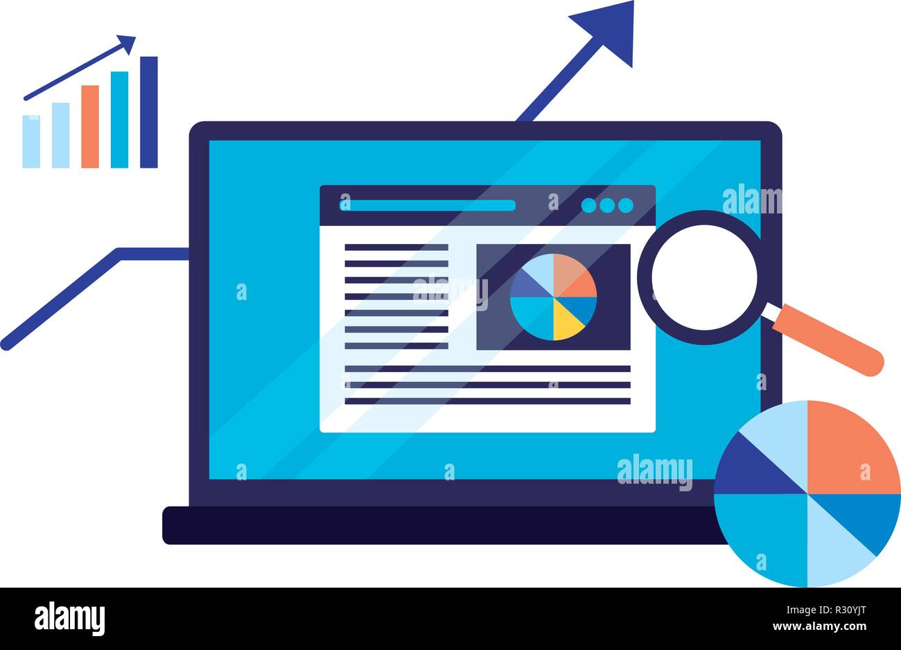 mobile analysis arrow pie chart search engine optimization vector ...