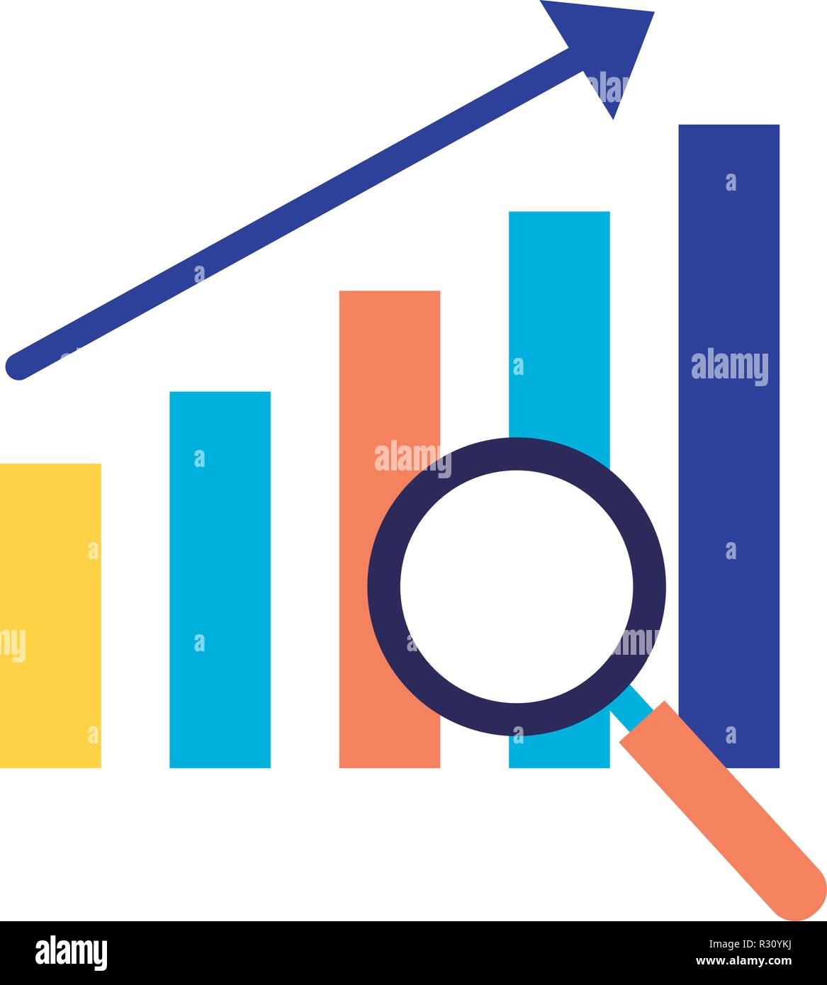chart statistics arrow magnifying glass search engine optimization vector illustration Stock ...