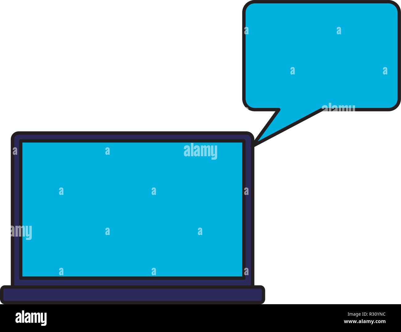 laptop computer speech bubble communication vector illustration Stock ...