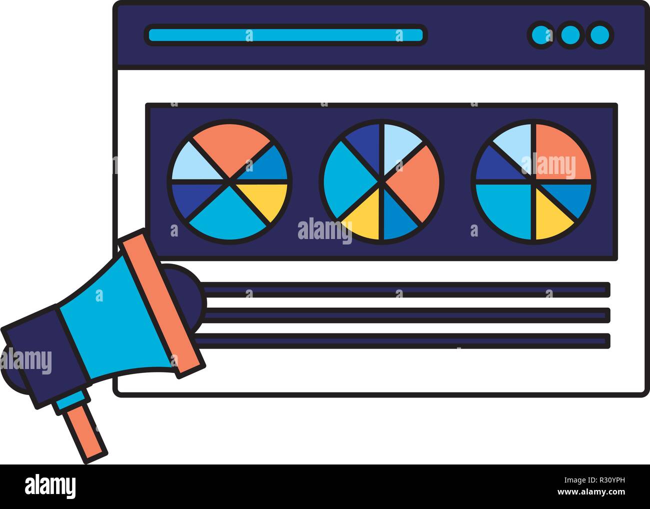 report chart megaphone search engine optimization vector illustration ...