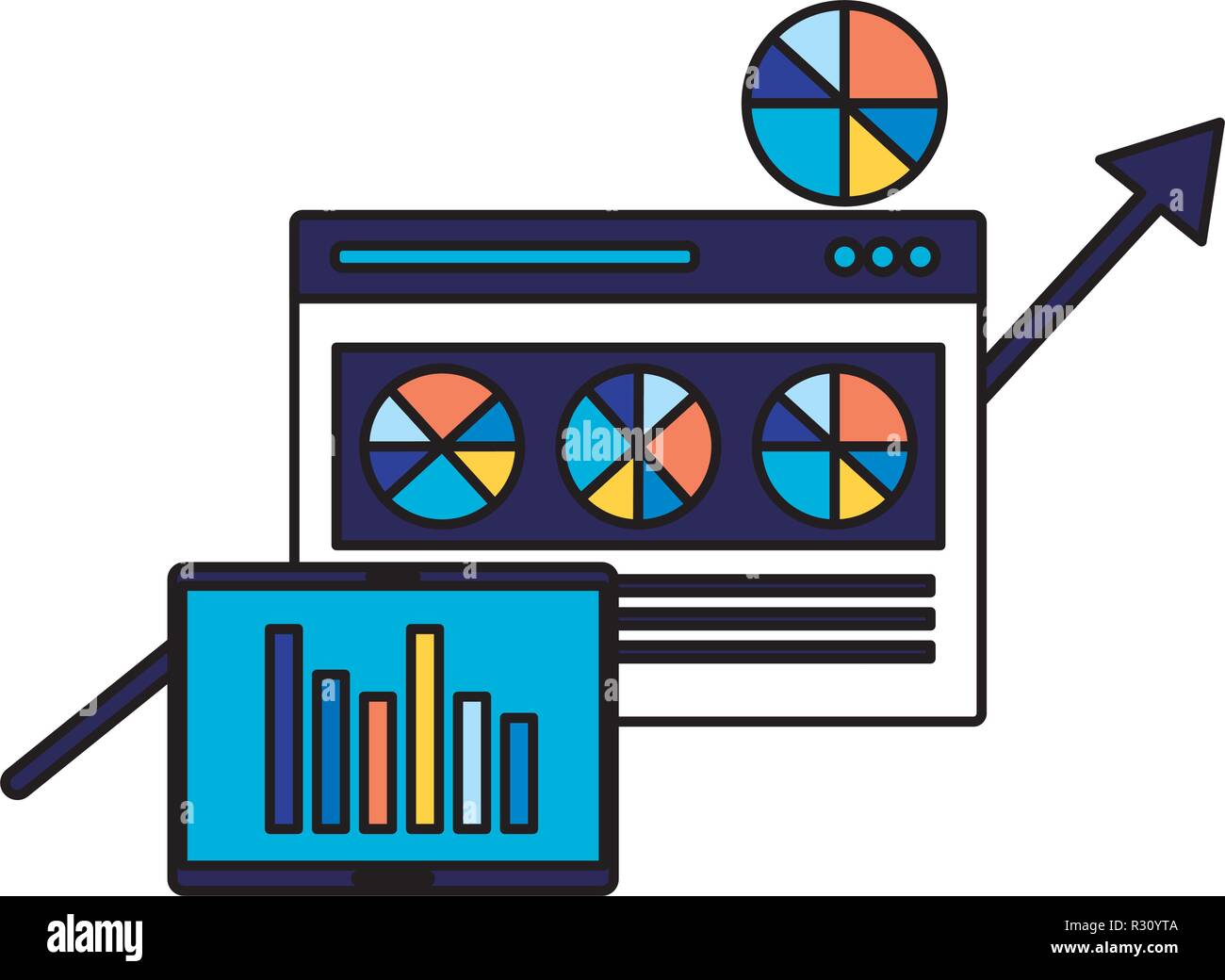 mobile chart statistics website search engine optimization vector ...