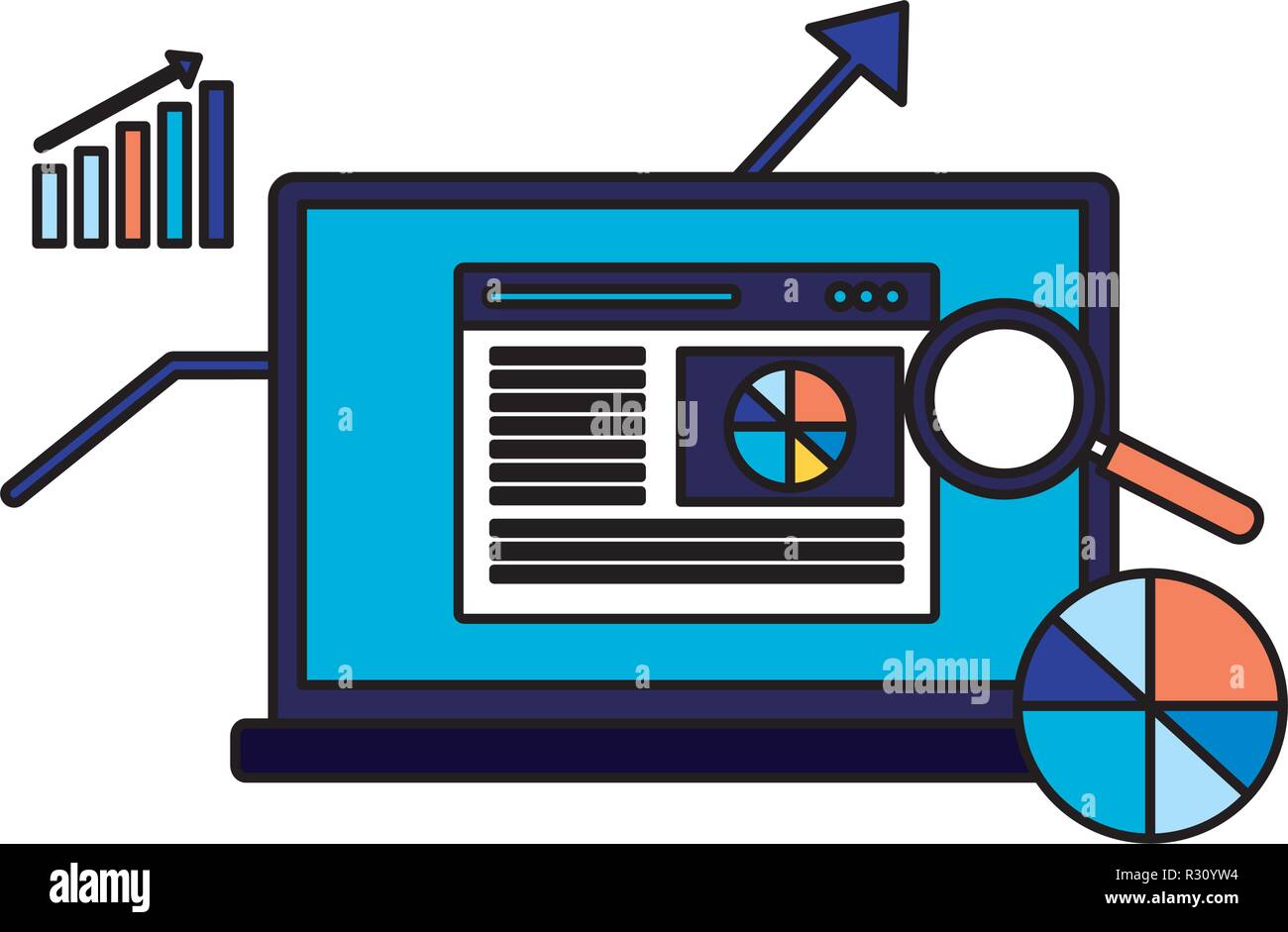 mobile analysis arrow pie chart search engine optimization vector ...