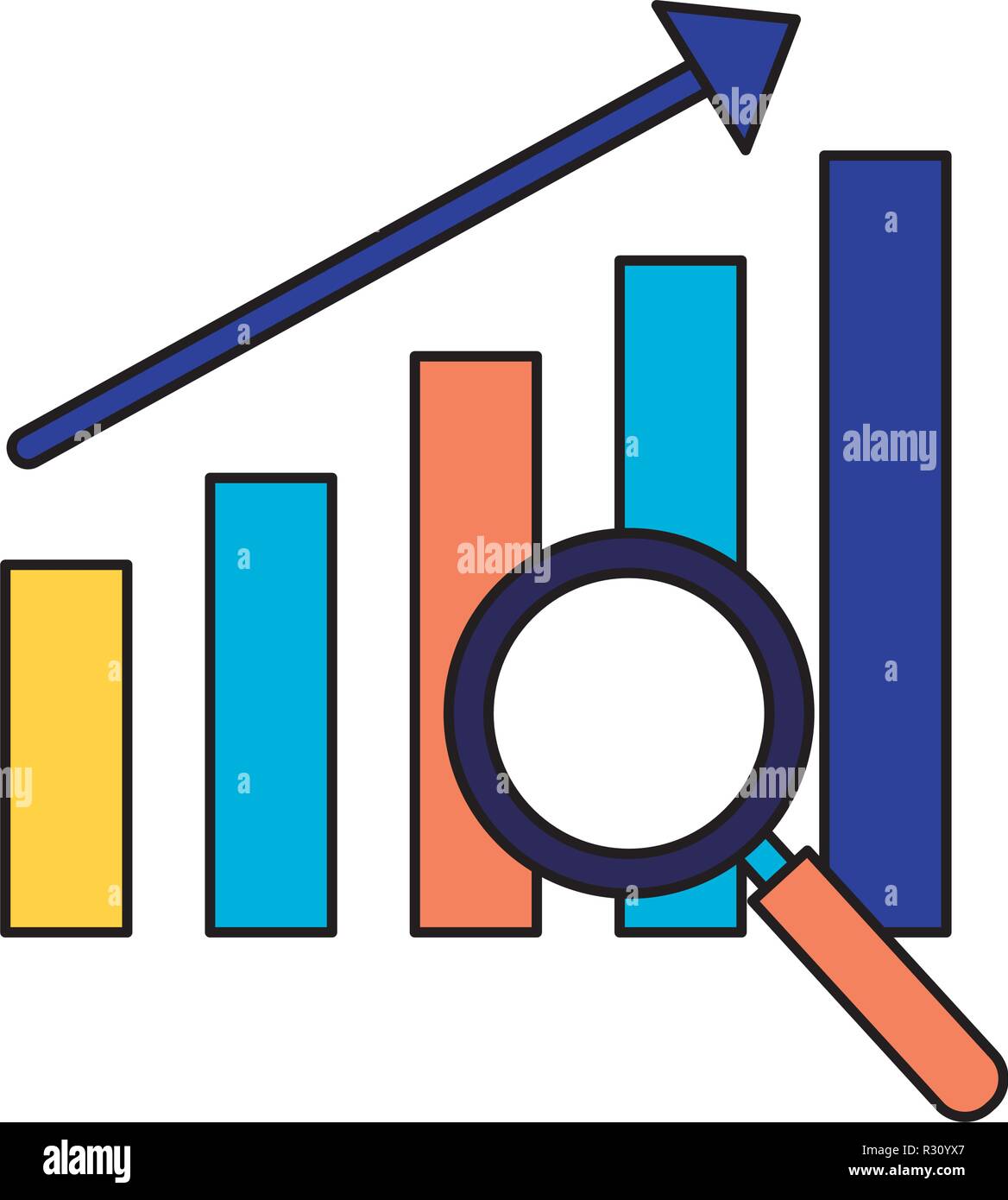 chart statistics arrow magnifying glass search engine optimization ...