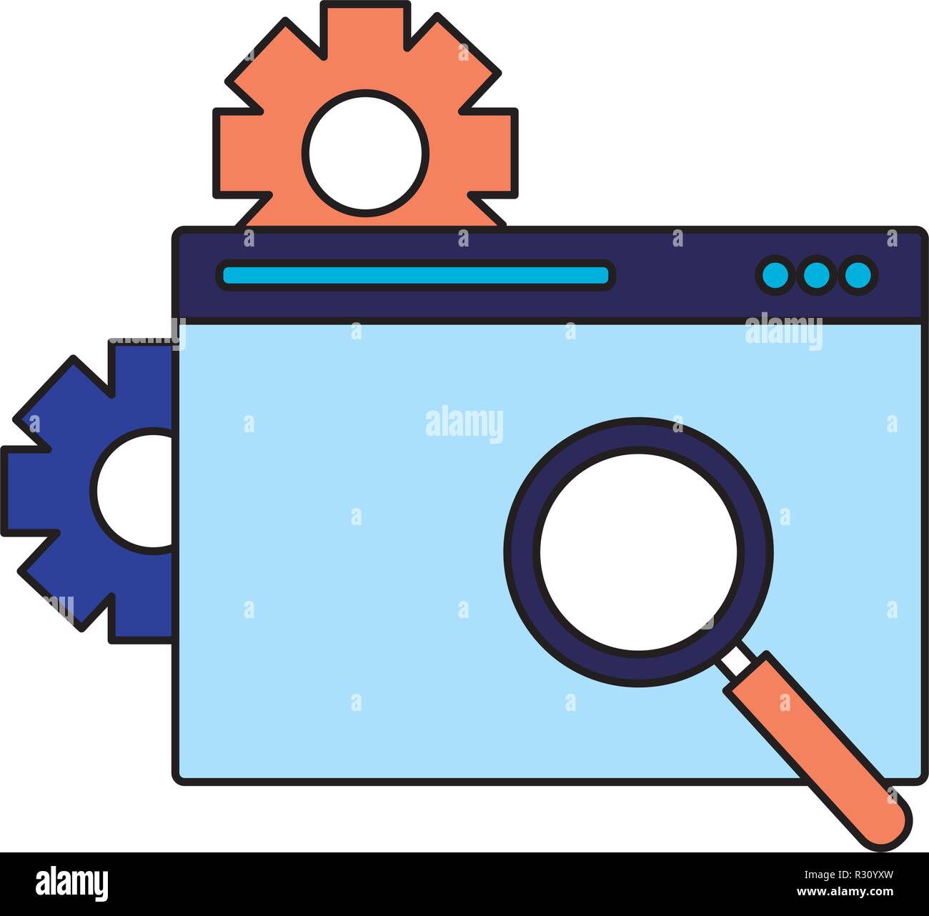 website magnifying glass search engine optimization vector illustration ...