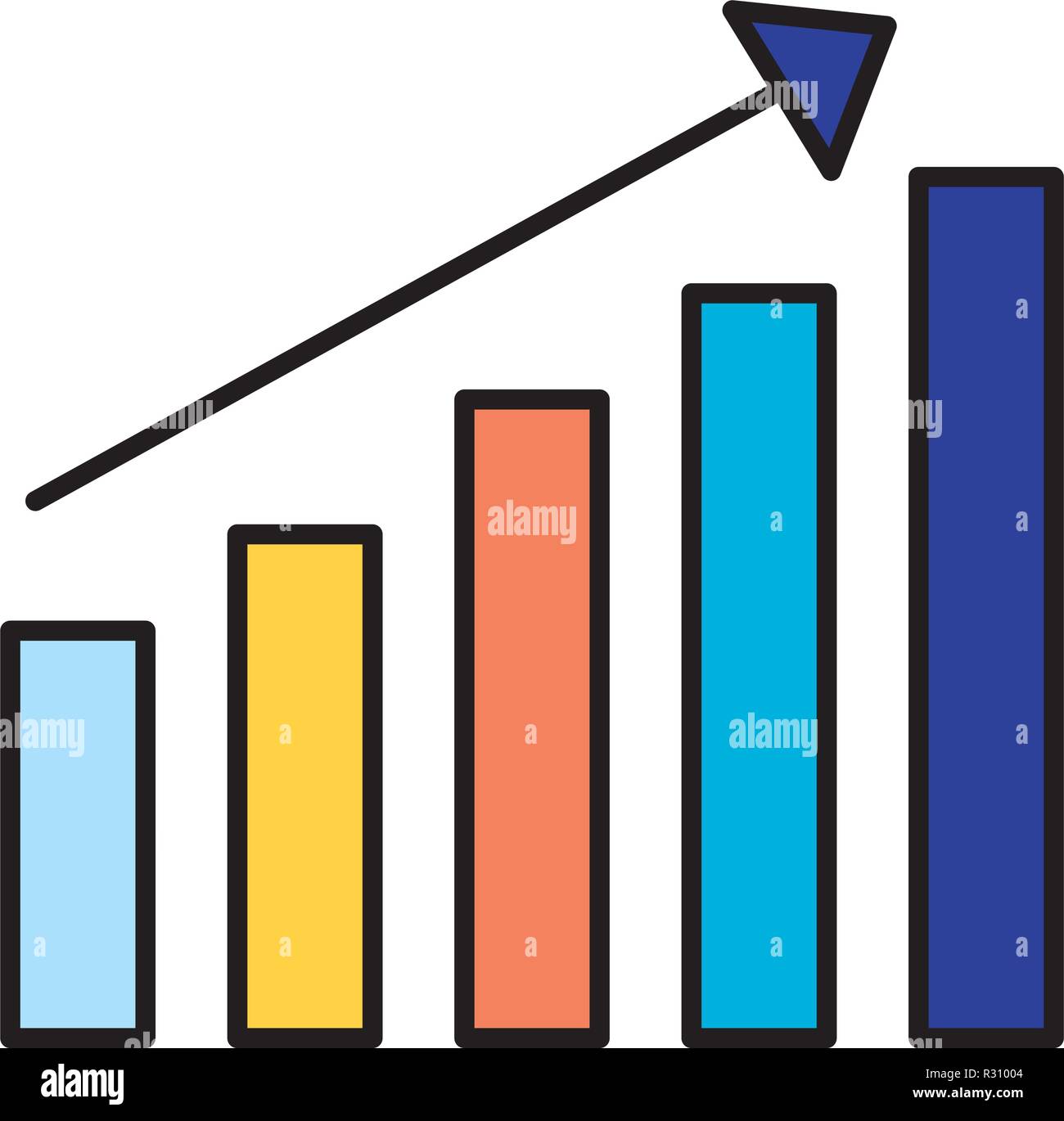 bar chart statistics arrow on white background vector illustration ...