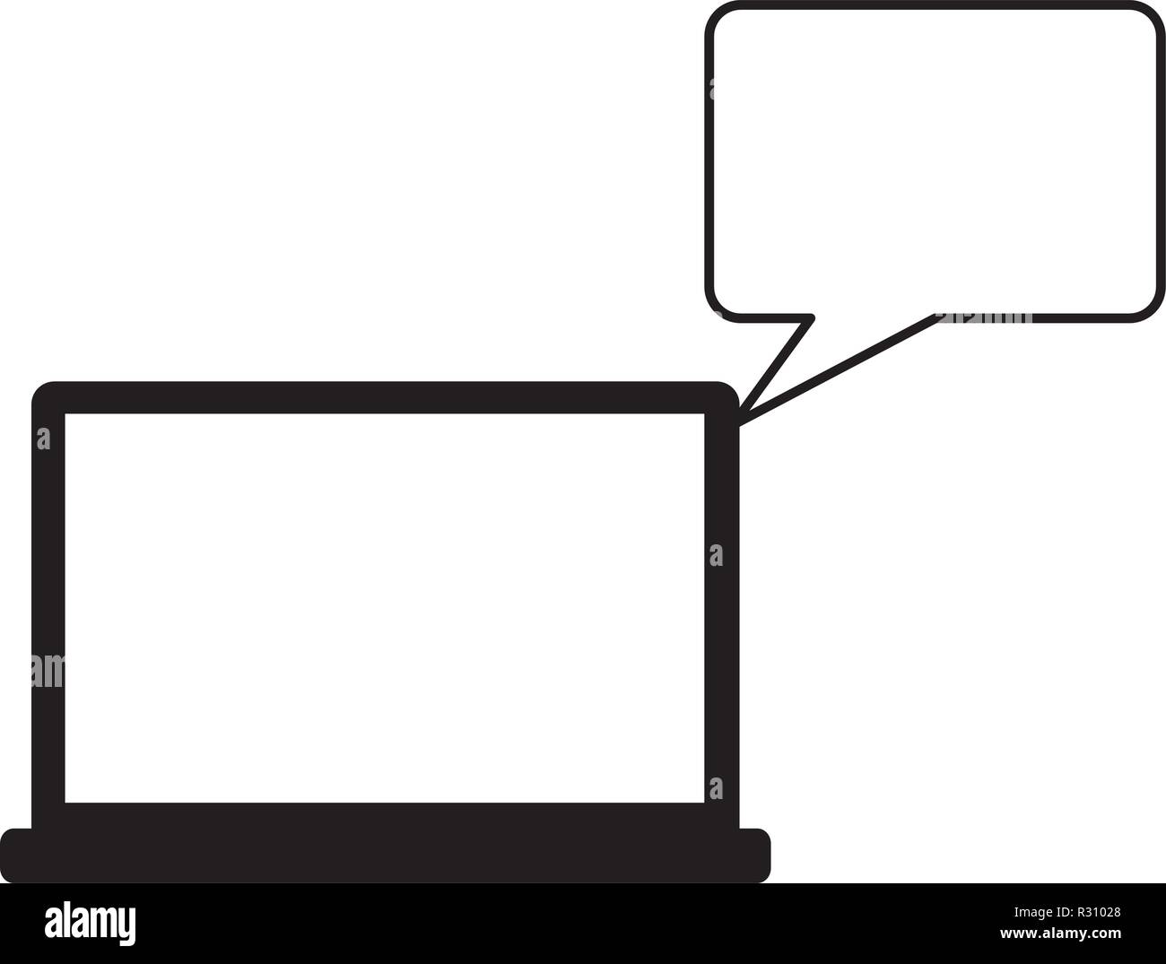 laptop computer speech bubble communication vector illustration Stock ...