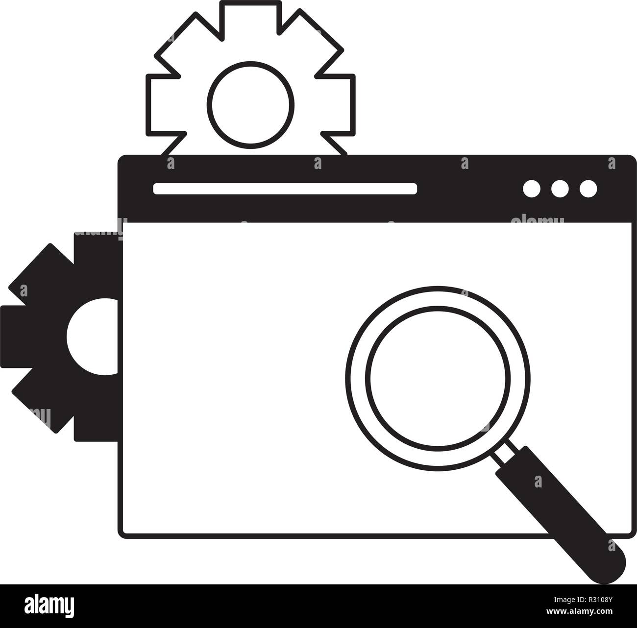 website magnifying glass search engine optimization vector illustration ...