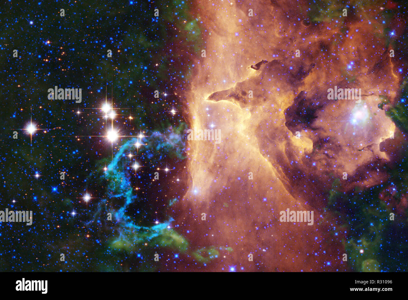 Beautiful galaxy and cluster of stars in the space night. Elements of ...