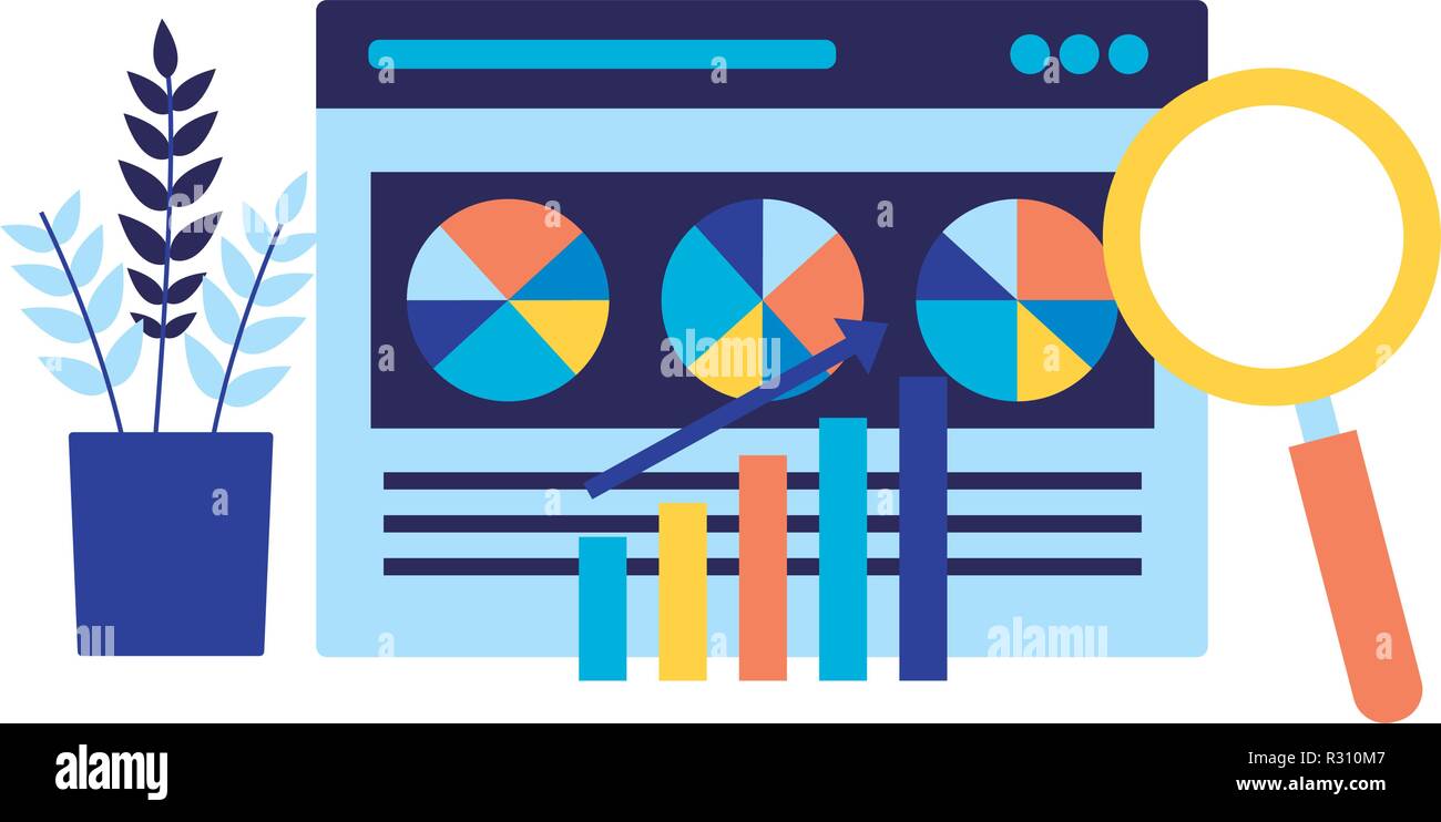website magnifying glass diagram search engine optimization vector ...