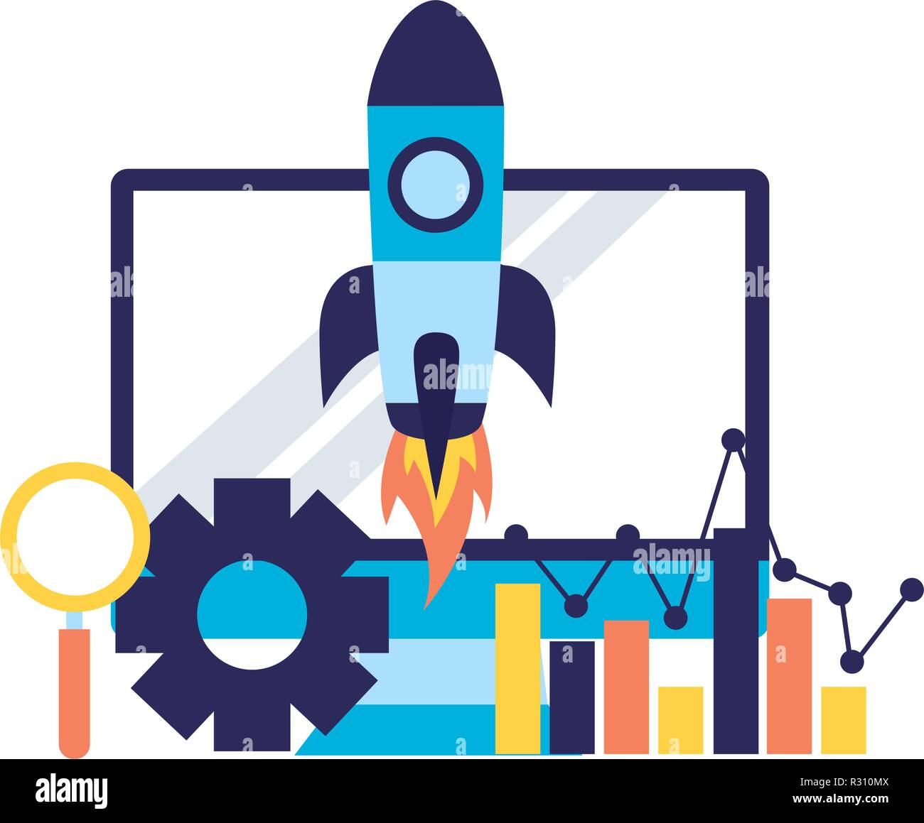 computer rocket analysis chart search engine optimization vector ...