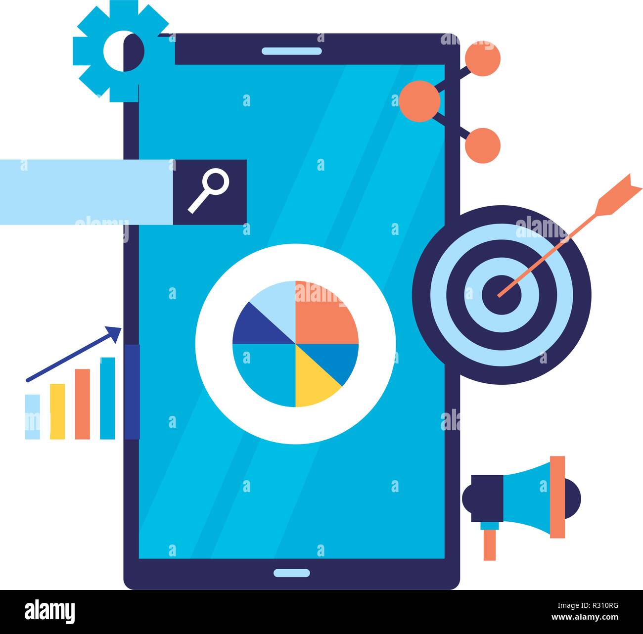 mobile target marketing share chart search engine optimization vector ...