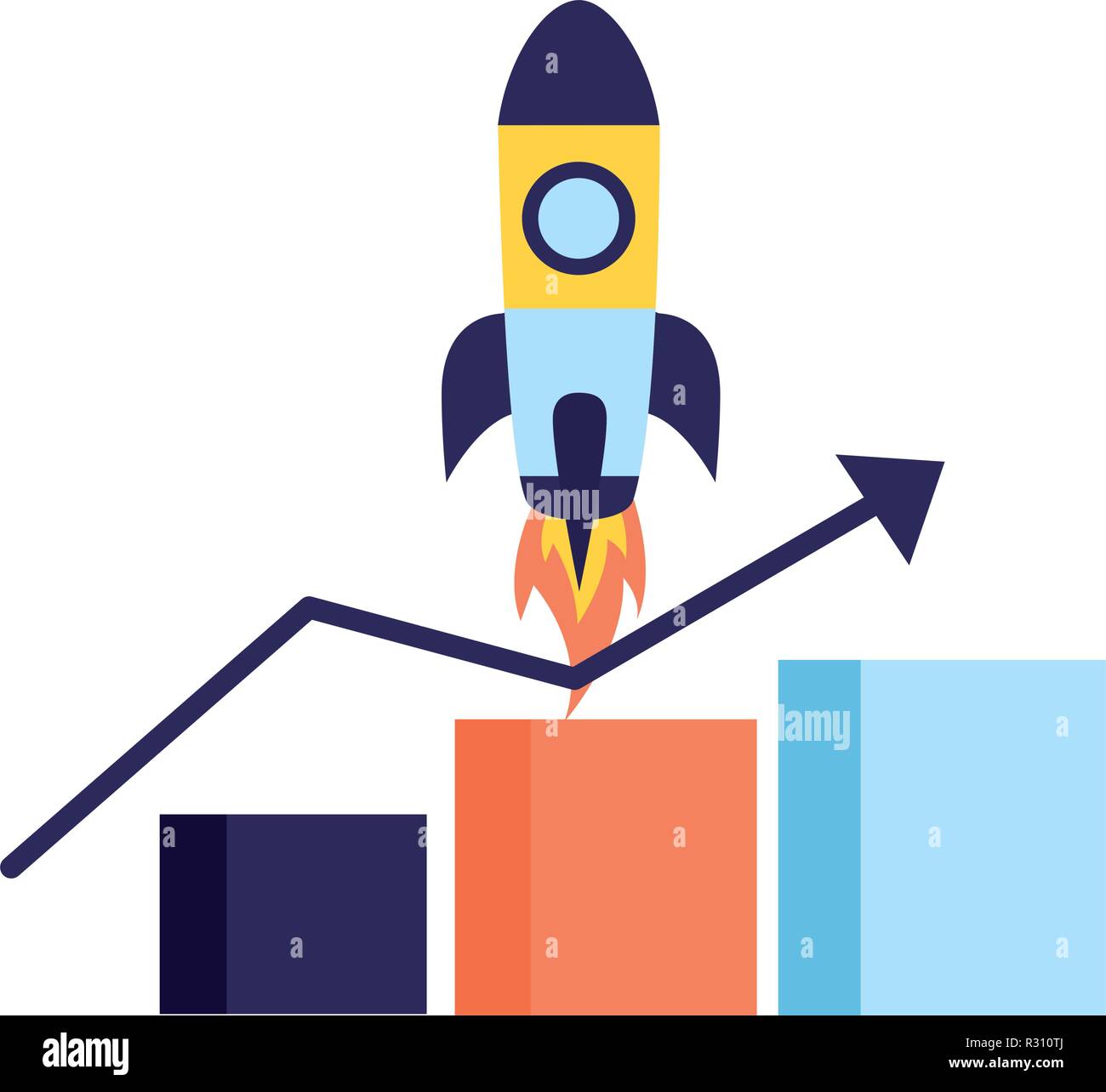rocket statistics chart search engine optimization vector illustration ...