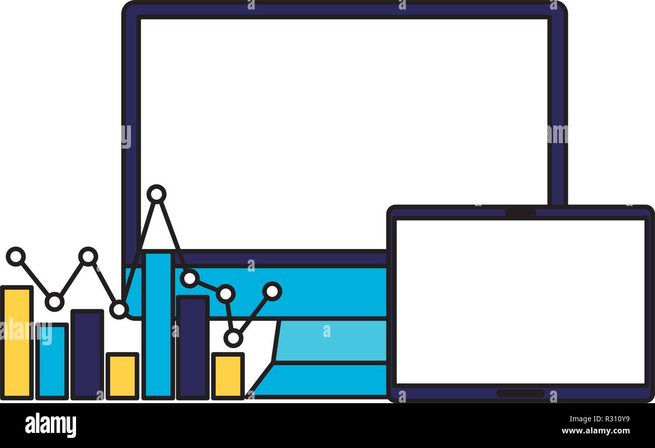 computer mobile chart search engine optimization vector illustration ...