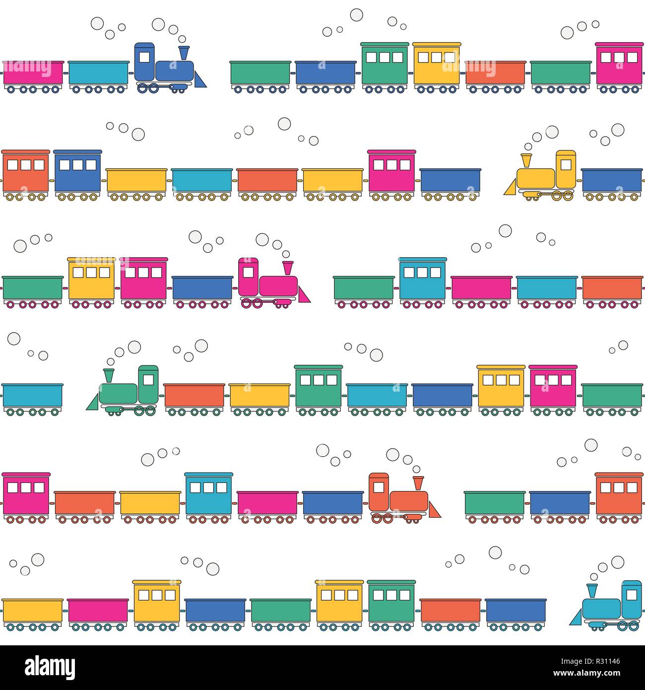 Colorful trains pattern on white background Stock Vector Image & Art ...
