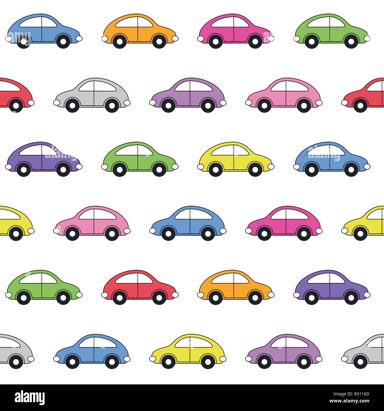 Colorful small cars pattern on white background Stock Vector Image ...