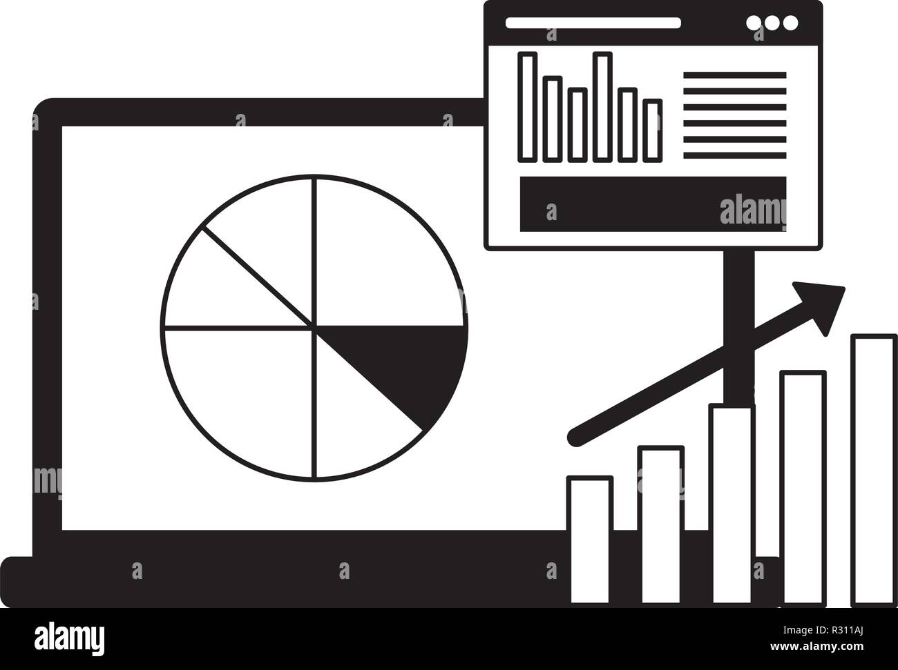 laptop chart statistics page search engine optimization vector illustration Stock Vector Image ...