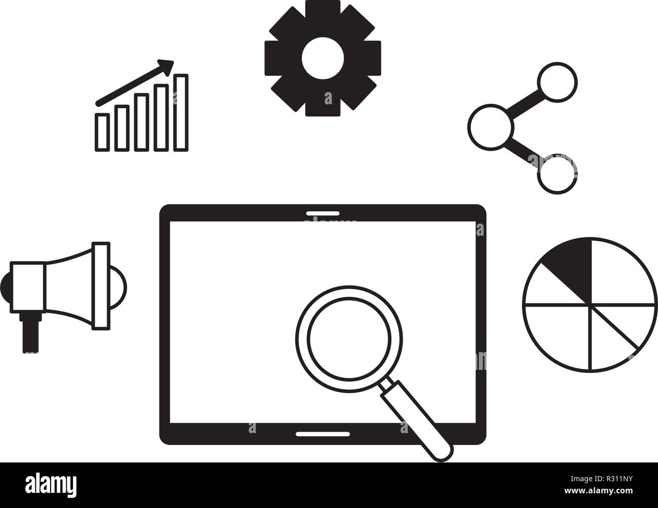 mobile analysis marketing diagram search engine optimization vector illustration Stock Vector ...