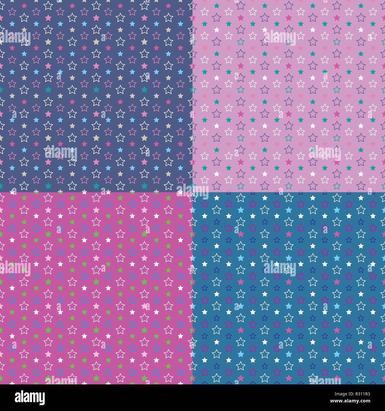 Colorful Stars Pattern Set Stock Vector Image And Art Alamy