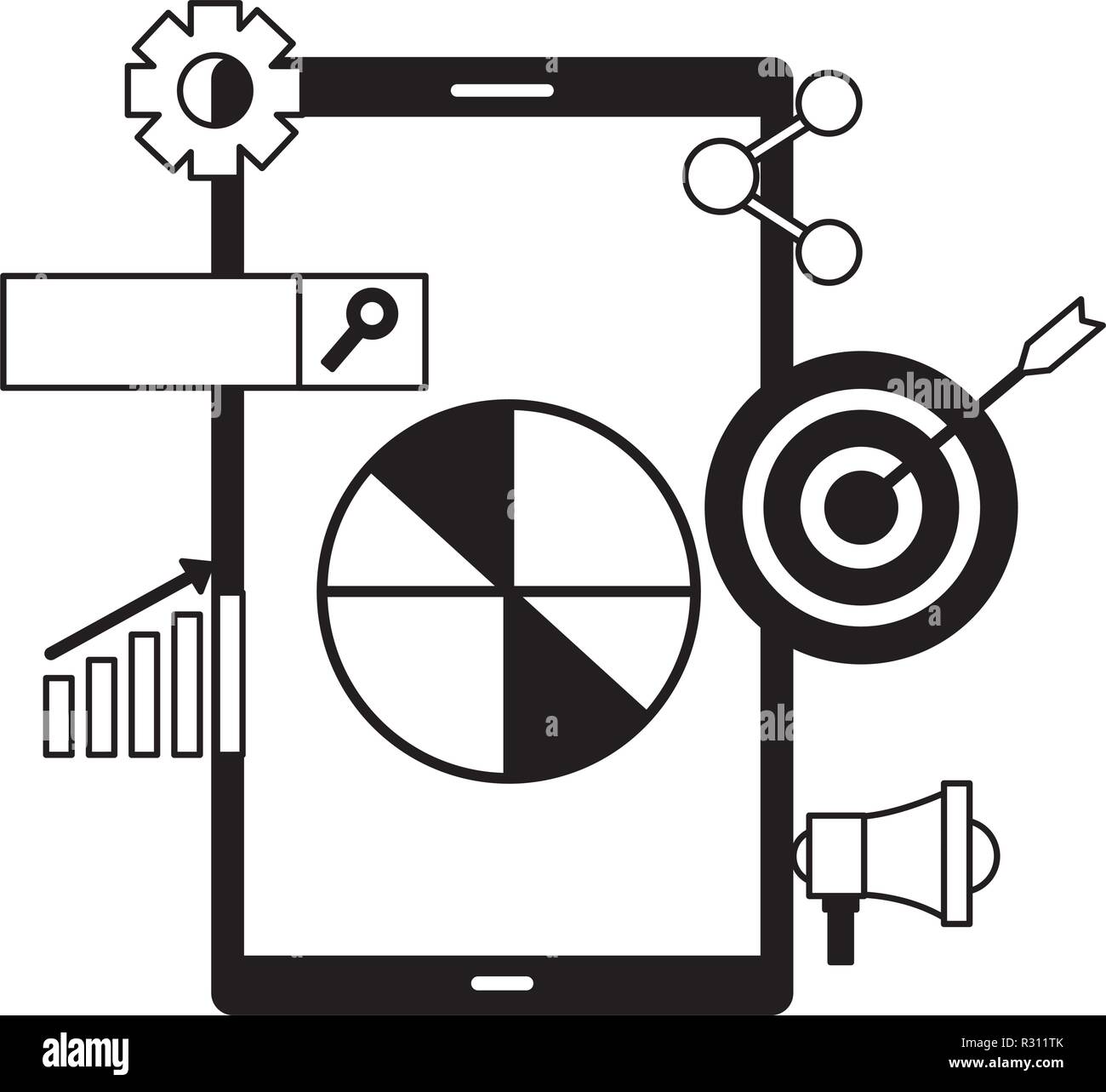 mobile target marketing share chart search engine optimization vector ...