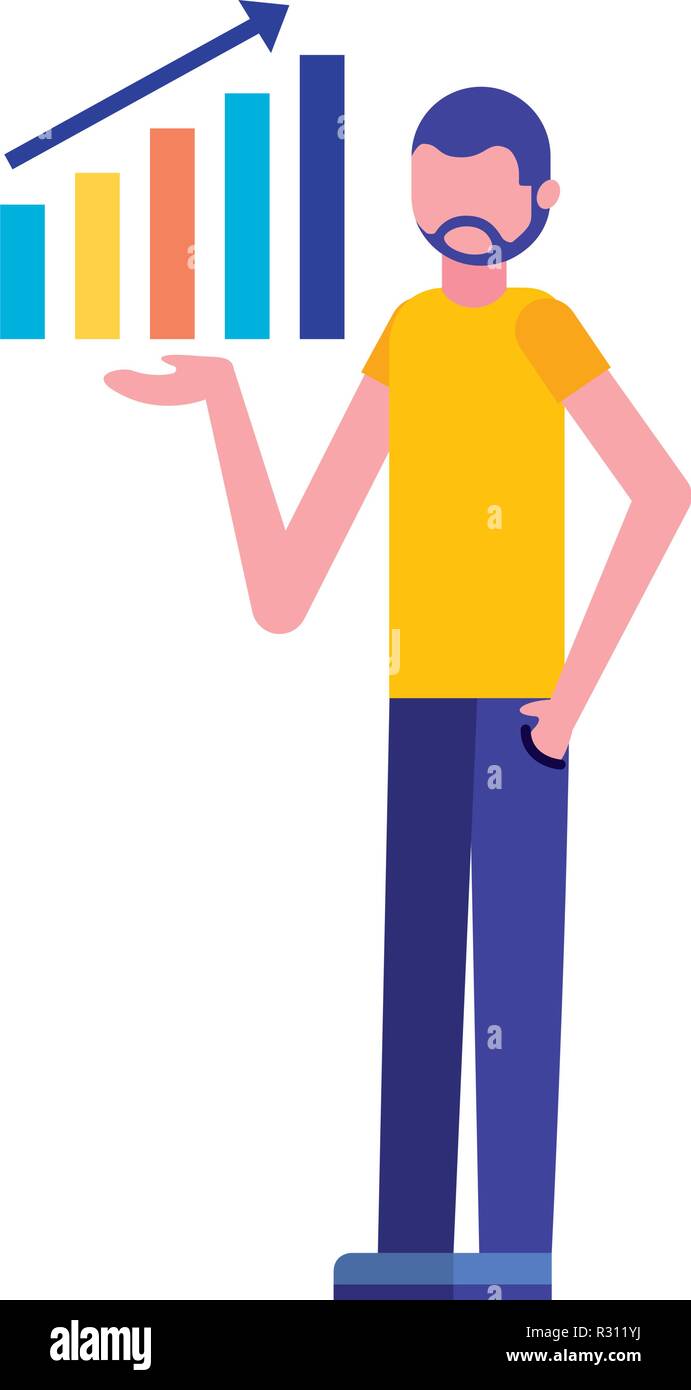 businessman showing statistics chart report vector illustration Stock ...